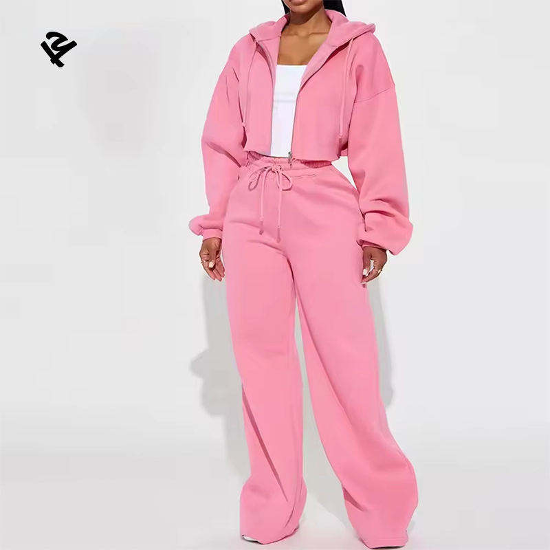 Women's Tracksuits 2026 High Quality pink Solid 2 Piece Set Custom ...