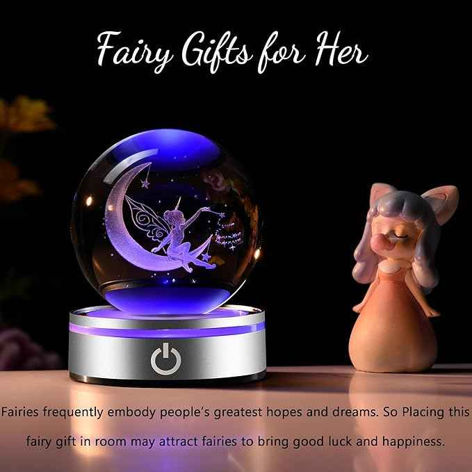 Custom Moon Fairy Crystal Ball 3D Laser Engraved Fairy Glass Ball Night ...