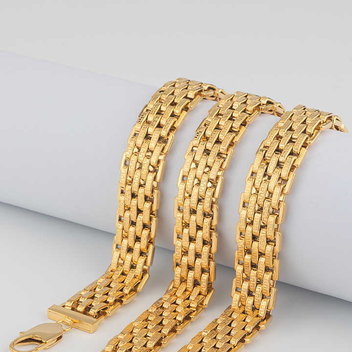 Fashion Stainless Steel Braided Chain Jewelry Set 18K Gold Plated ...