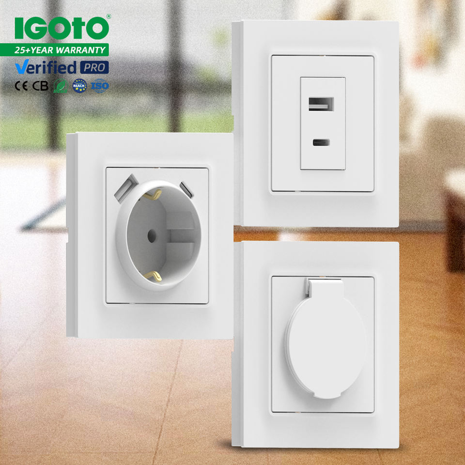IGOTO European Electrical Wall Switch Socket Combination 16A Multi ...