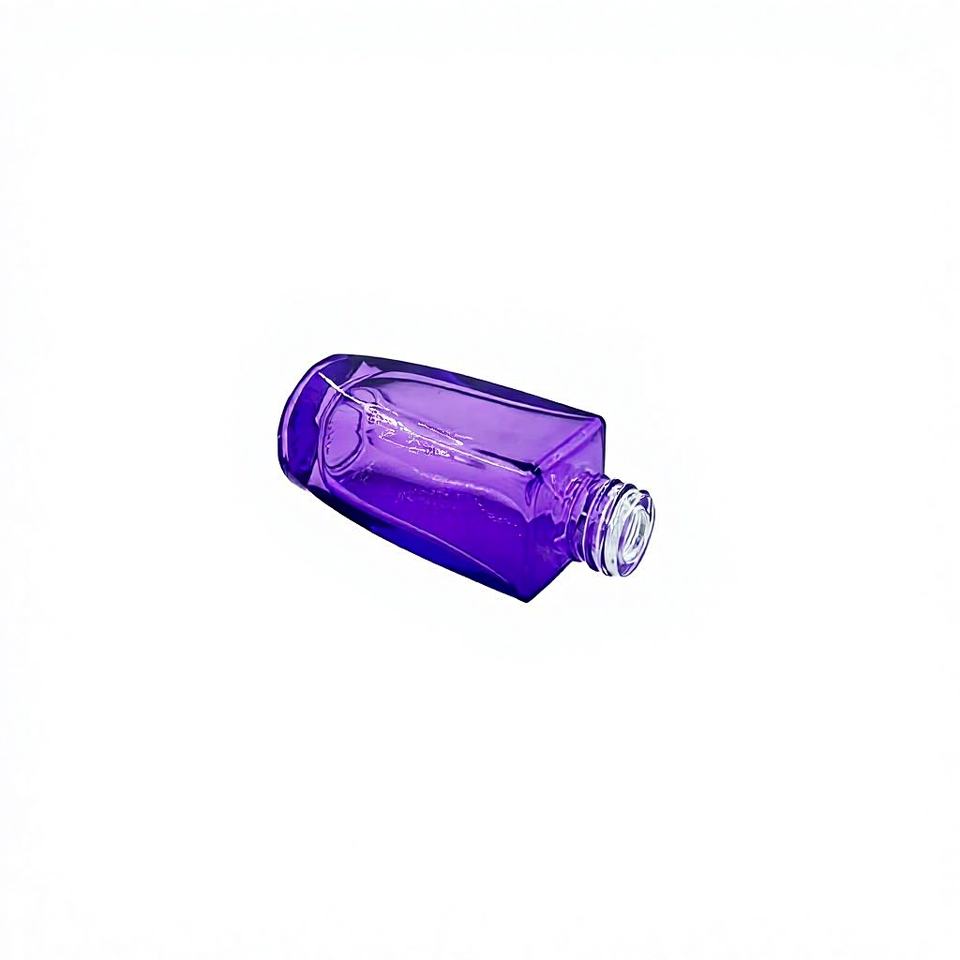 30ml Luxury Purple Color Cosmetic Glass Serum Bottle with Press Dropper ...