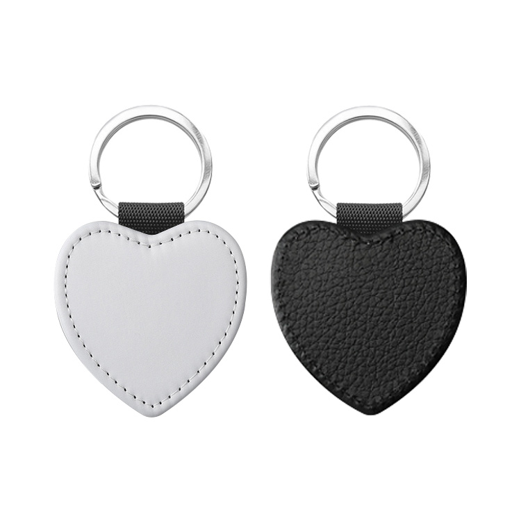 Wholesale Blank Sublimation Key Ring PU Leather Keychain With Black ...