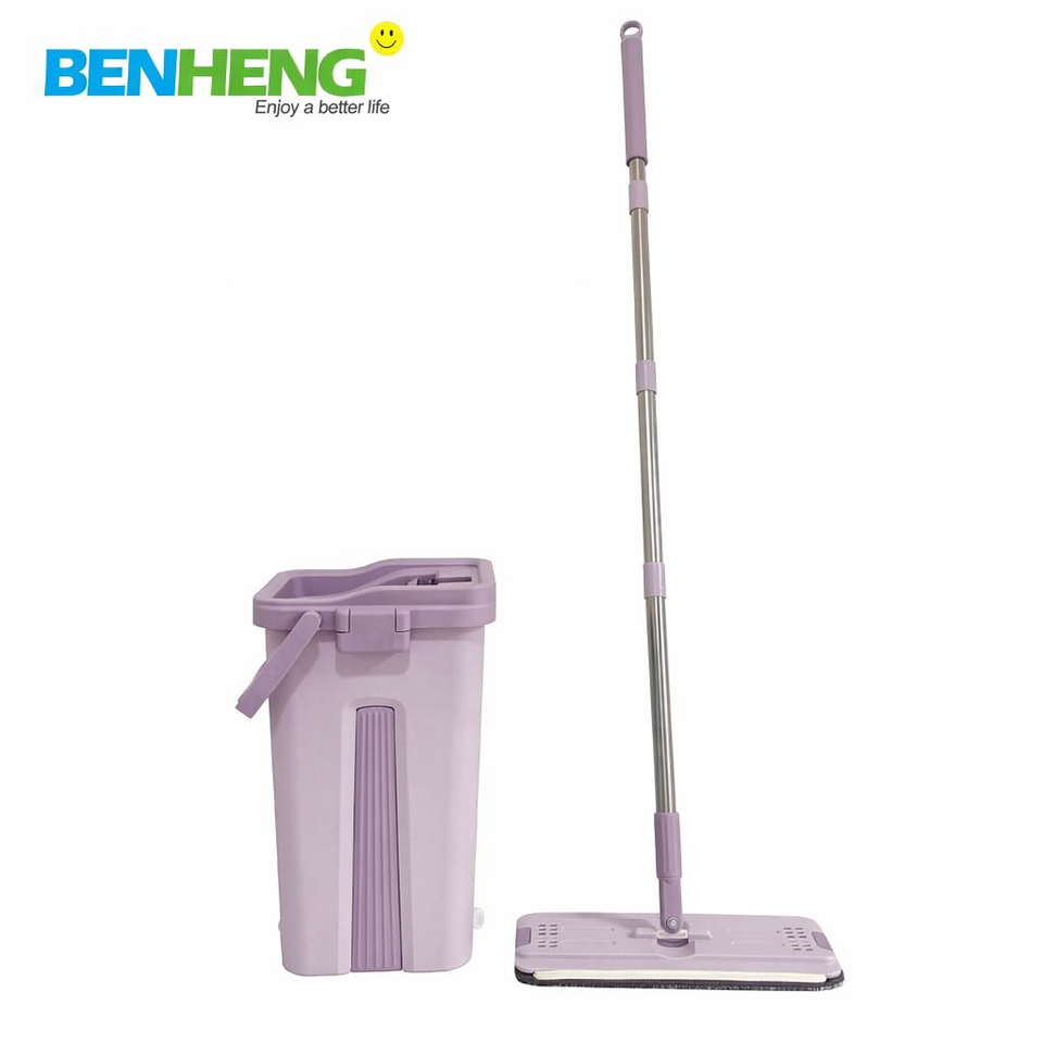 Easy Squeeze Microfiber Mop with Hands-Free Self-Cleaning Bucket ...
