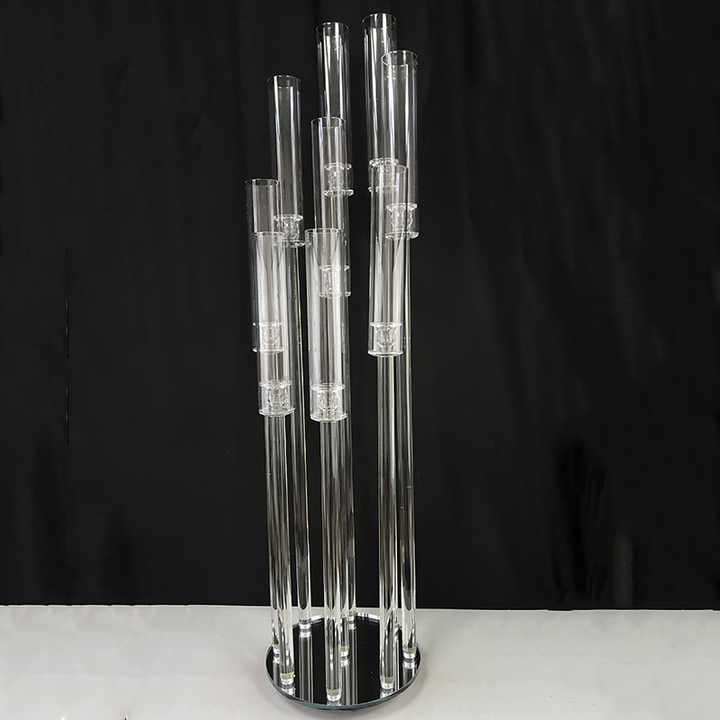 9 Arm Crystal Wedding Candelabra Stand Clear Glass Candlestick for ...