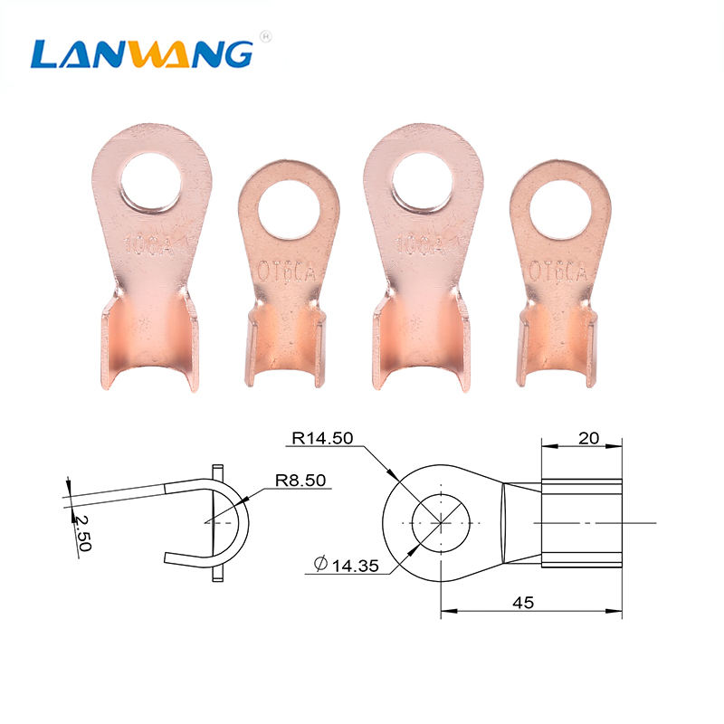 5mm Hole Size OT Series Electric Copper Lug Crimp Terminal Lugs Ring ...