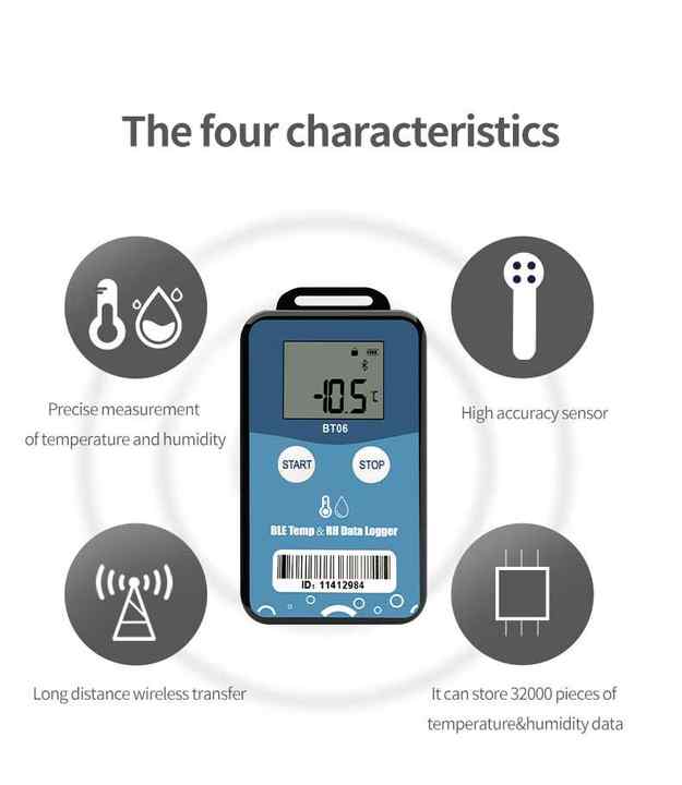 BLE Temp and RH Sensor with Bluetooth5.0 Cold Chain Logistics Wireless ...