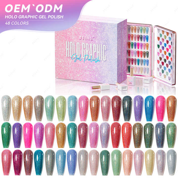 JTING Private Brand Free Custom Design 48colors Holographic Laser Gel ...