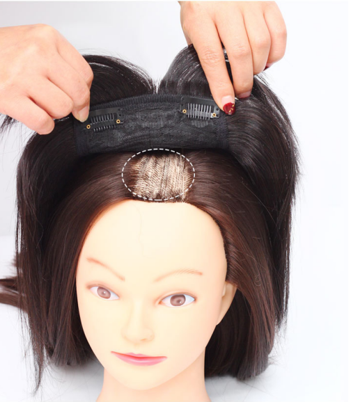 HQ Black Invisible Base 100% Human Hair Topper Clip in Hair Extension ...