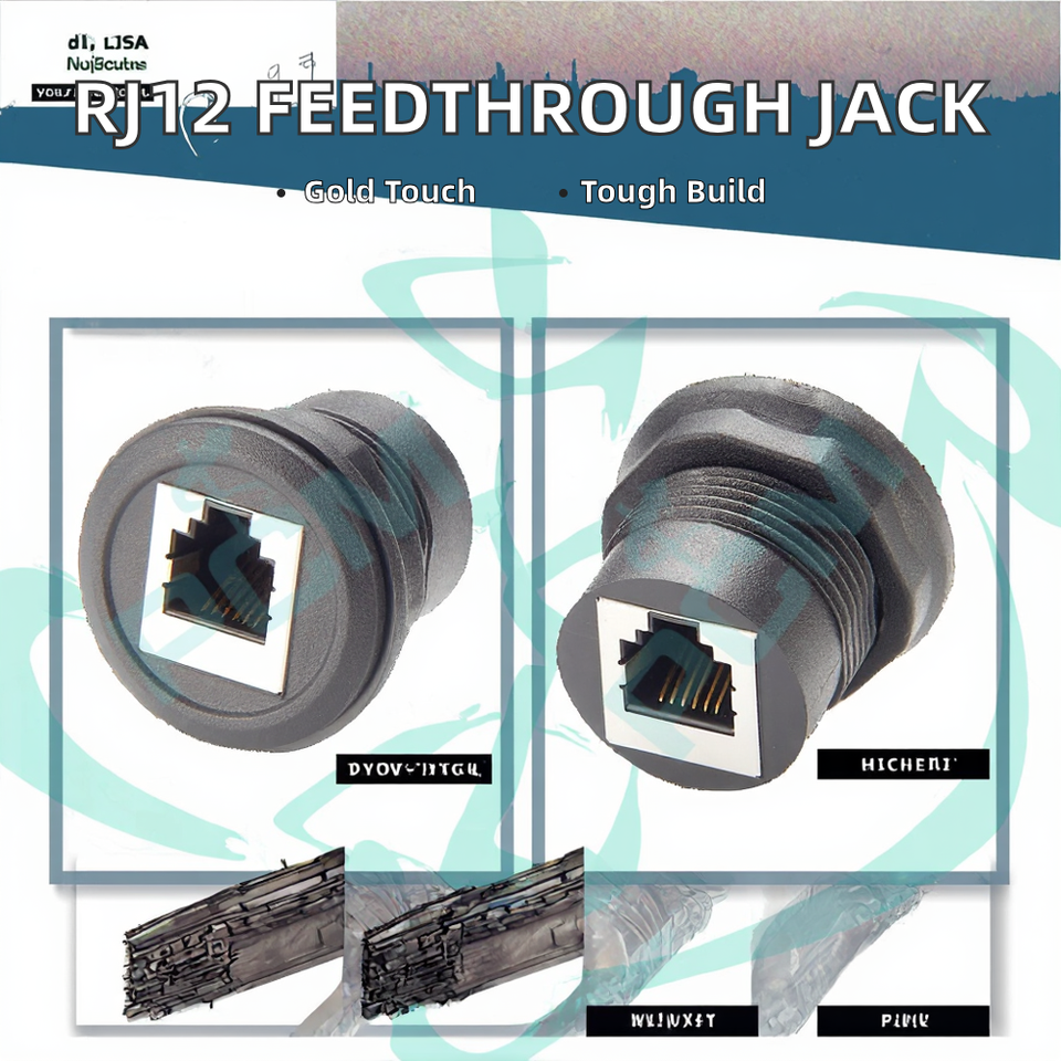 CAT3 RJ12 6P6C Female to Female Feedthrough Coupler Telephone Bulkhead ...