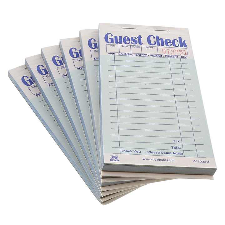 Guest Checks for Restaurants - Perforated, Green Check Design with ...