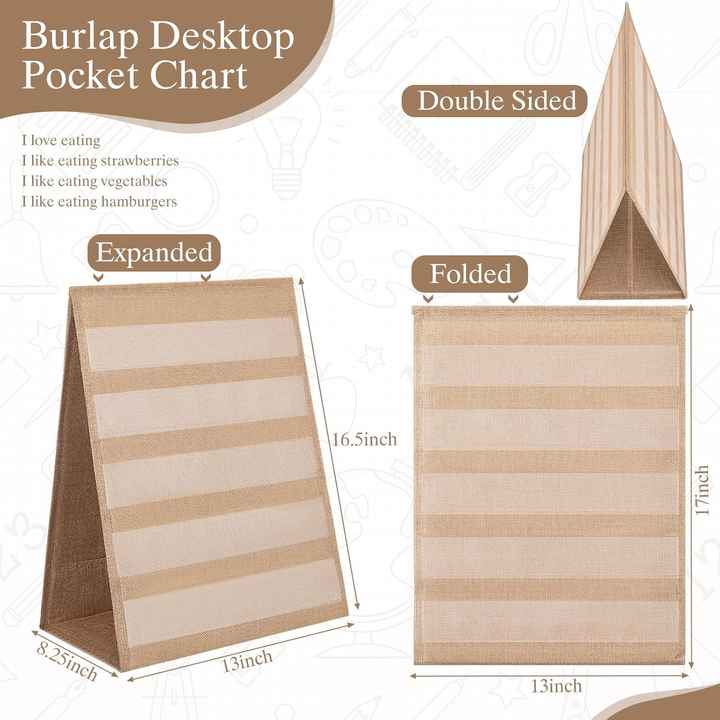 Double Sided Burlap Pocket Chart Farmhouse Style Classroom and ...