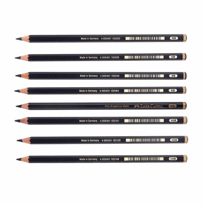 Faber-Castle HB/2B/4B/6B/8B/10B/12B/14B Artist Wooden PITT Graphite ...