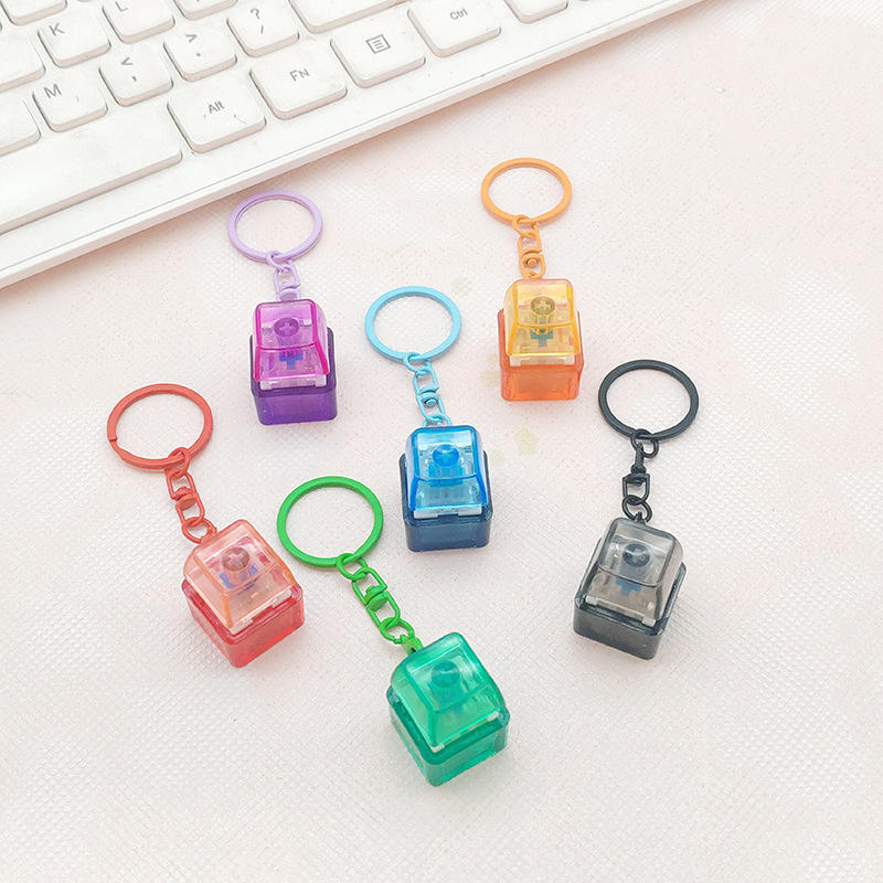 Cartoon Plastic Keyboard Keychain Cube Decompression Mechanical-Switch ...