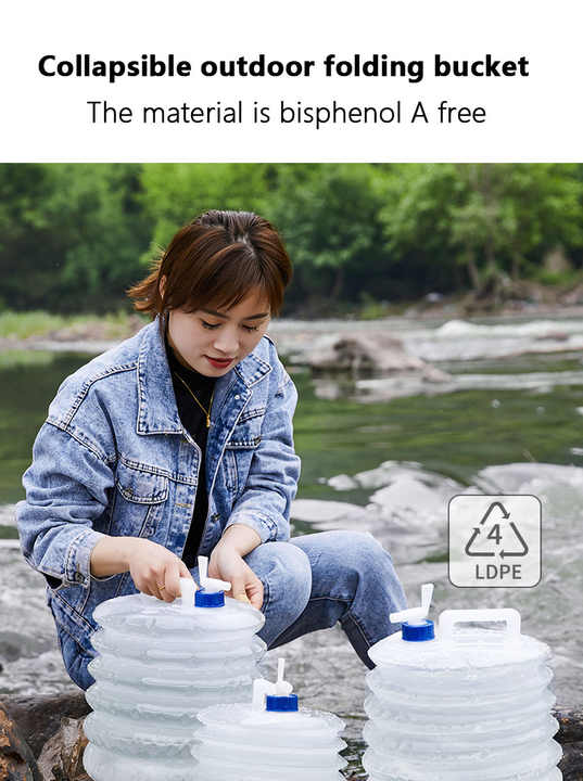 Portable Road Trip Plastic Bucket Folding Water Storage Bucket tank ...