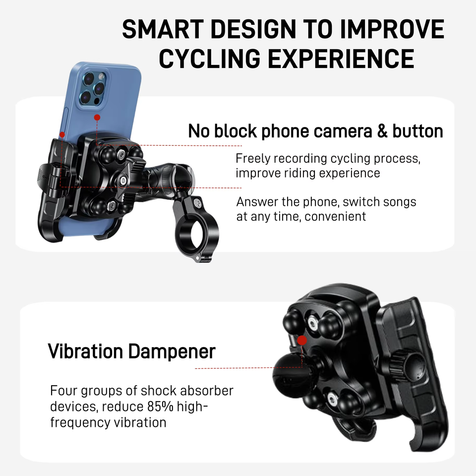 Kewig Motorcycle Phone Holder IP66 Waterproof One-click Locking for ...