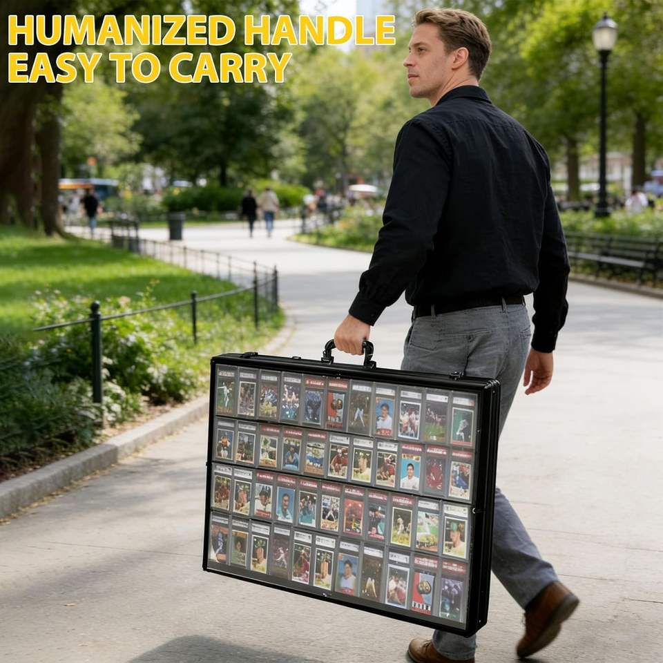 34" X 22" Card Display Case,Black Aluminum Lockable Trading Card Case ...