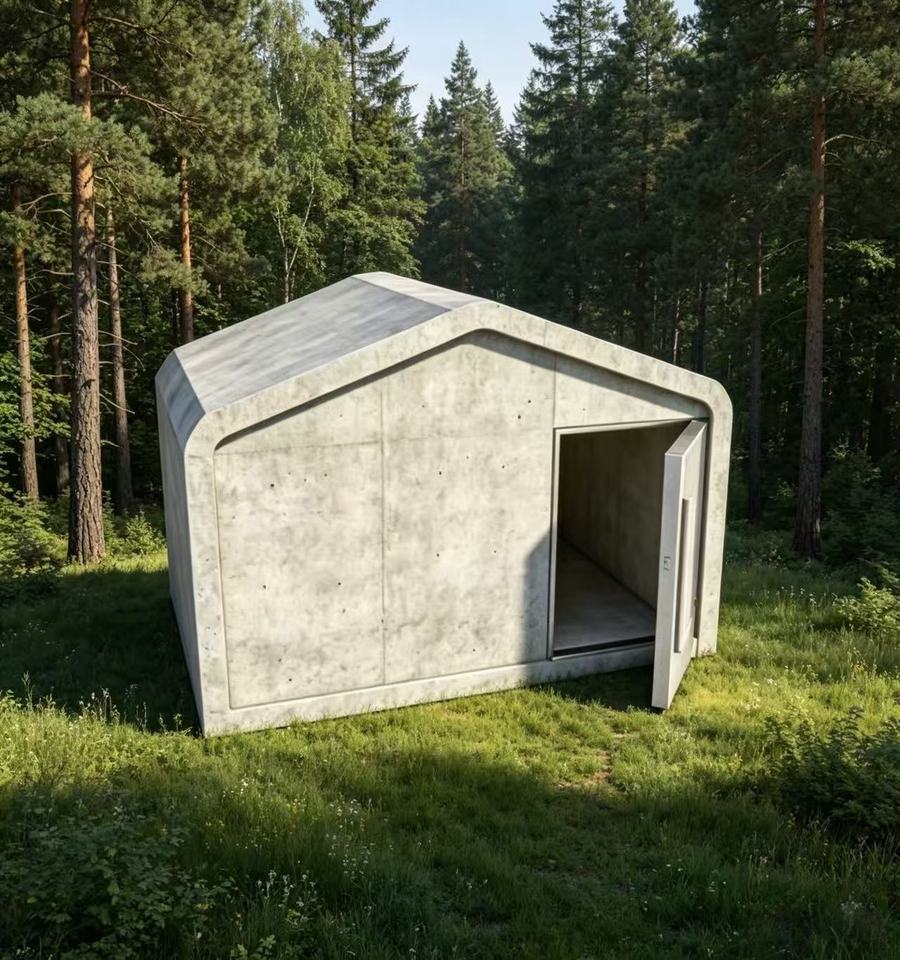Minimalist Steel & Concrete Emergency Prefabricated Houses for Garden ...