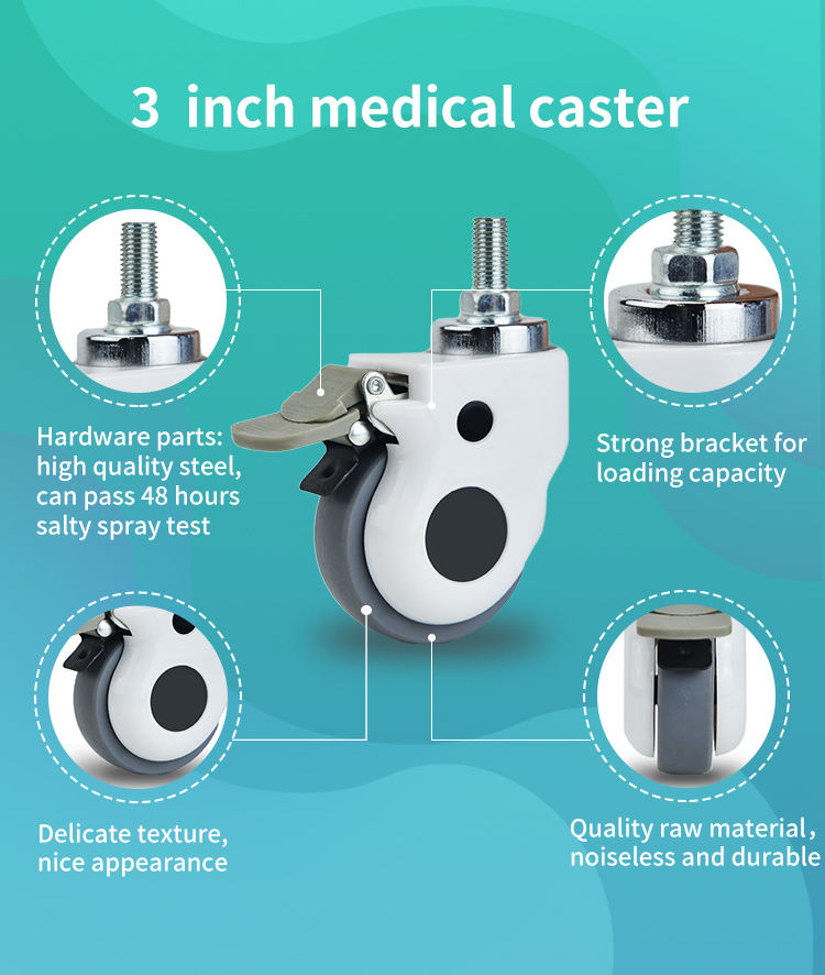 Wholesale Price Medical Caster Hospital Bed Nursing Trolley Mute Stem 4 ...