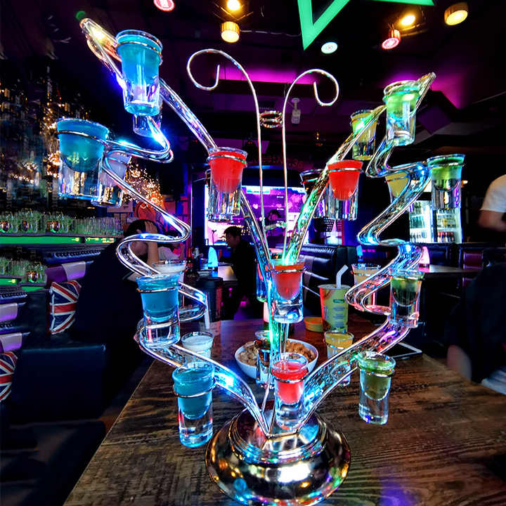 LED Cocktail Glass Display Stand - Rechargeable & Colorful