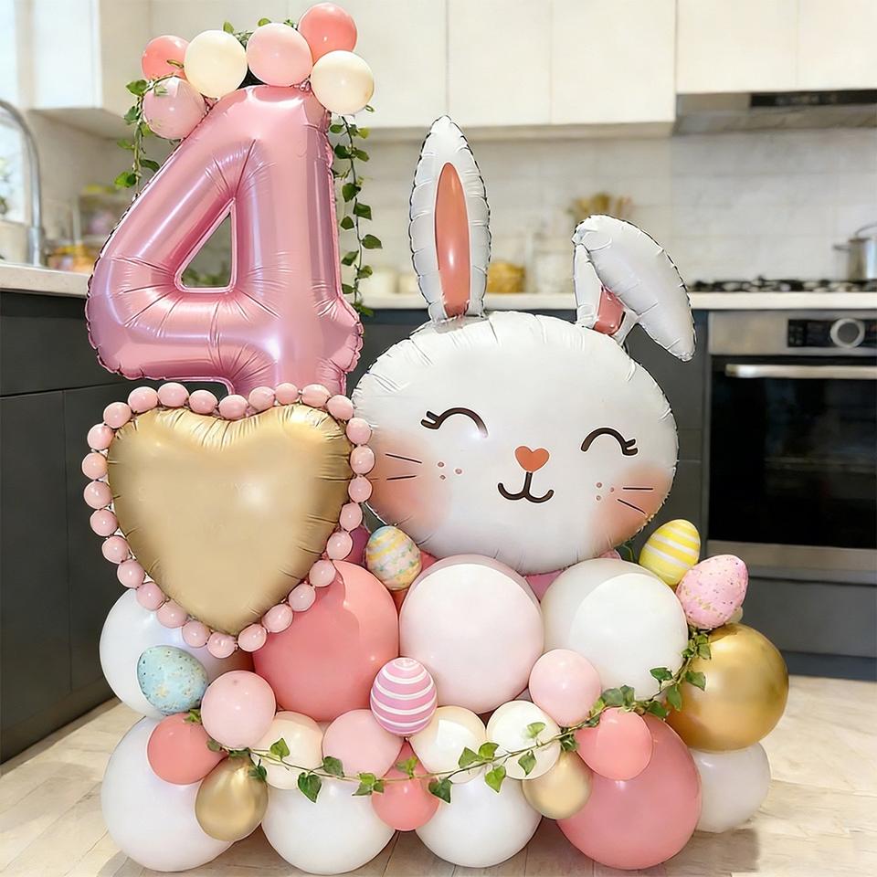 32 Inch pink Digital Balloon Rabbit Theme Suitable for Easter Birthday ...