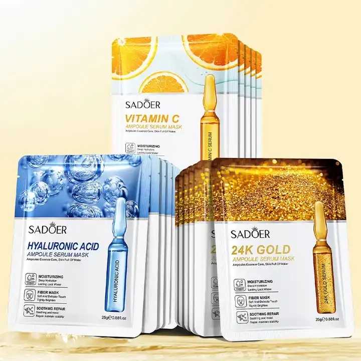 SADOER Oem Odm Private Label Hyaluronic Acid Gold Facial Mask Vitamin C Moisturizing Firming for ...