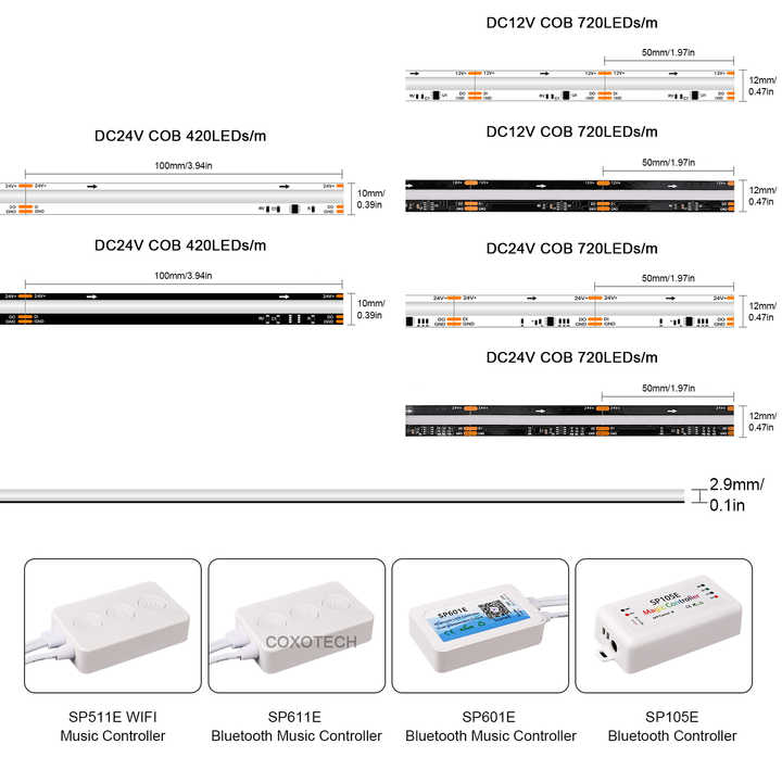 COXO Digital COB Dream Color Ws2811 Led Strip - 50000hrs