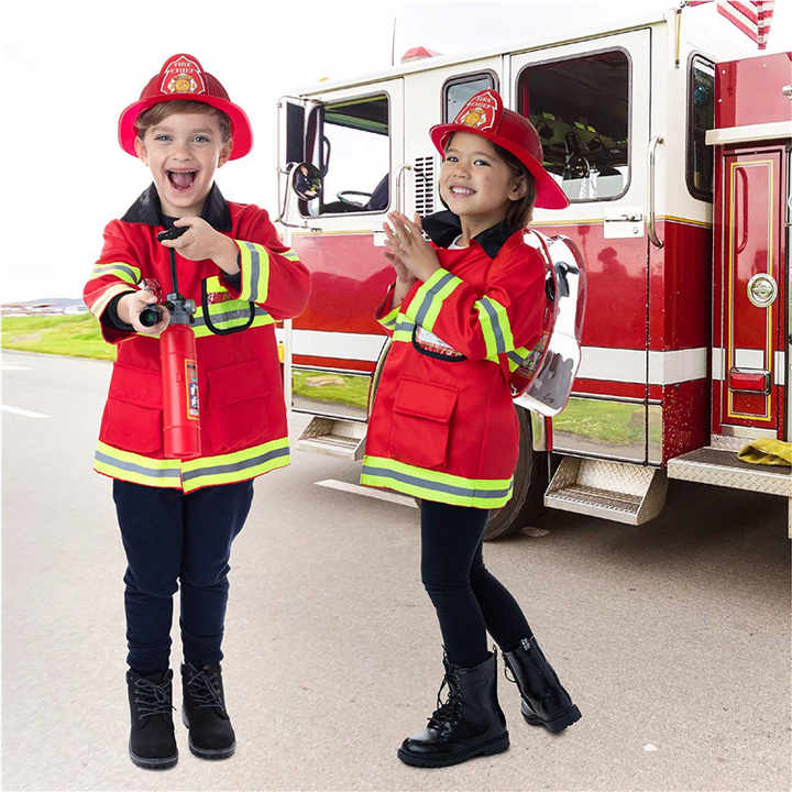 Kids Firefighter Costume - Rescue Toys Play Set for Role Play