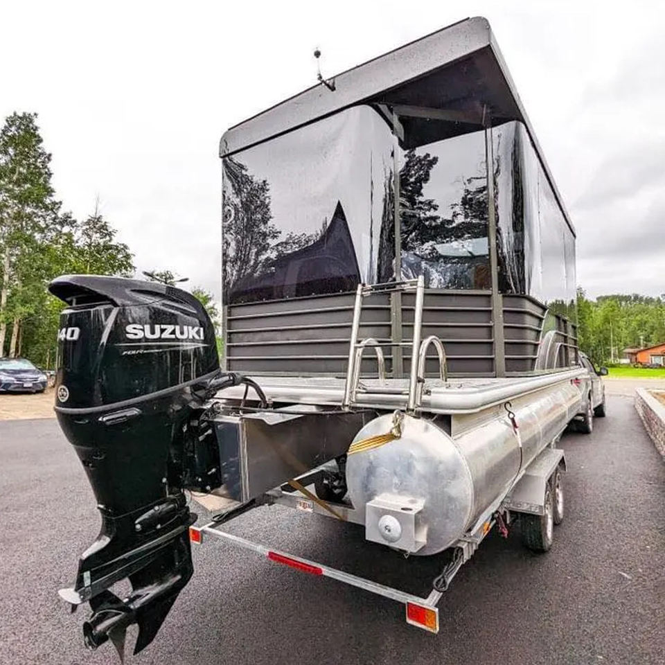 All-weather Luxury Pontoon Boat with Full Hardtop Enclosure & Clear ...