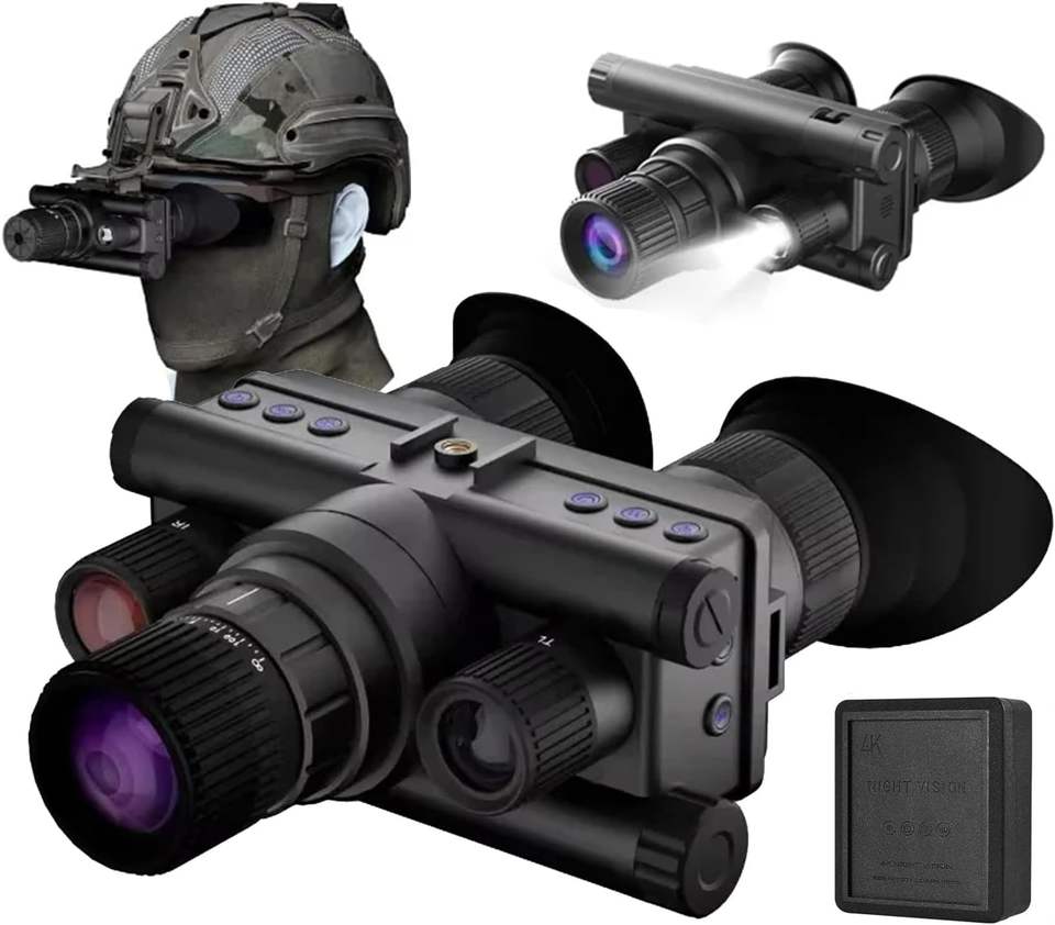 40MP 4K HD Adjustable Helmet-Mounted Infrared Night Vision Binoculars ...