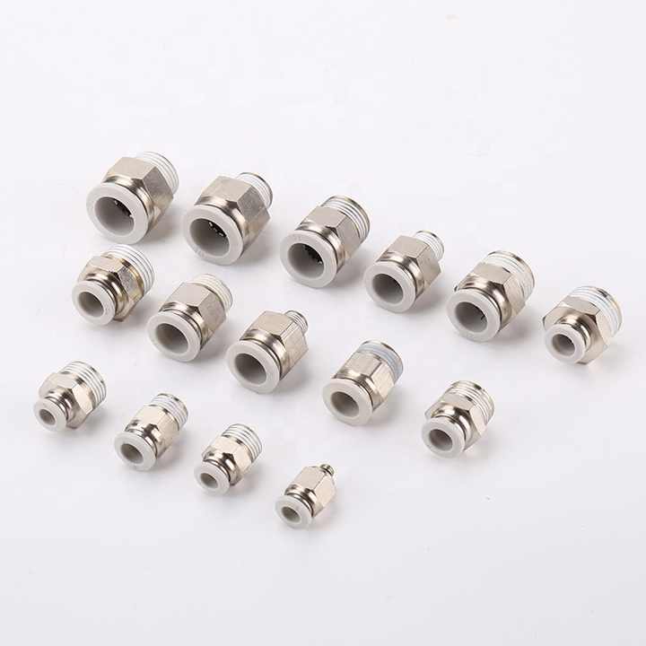 White Pneumatic Air Fitting PC Straight Male Thread M5