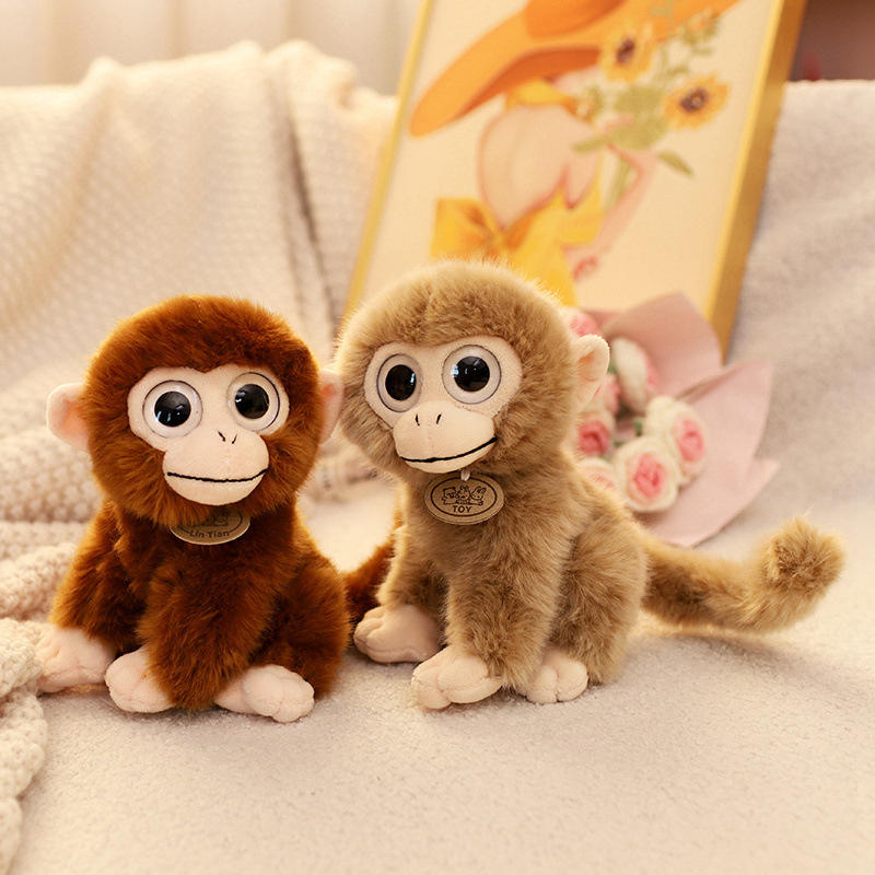 Cute Big Eyes Little Monkey Short Plush PP Cotton Washed Super Soft ...