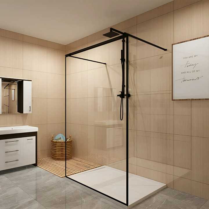 Frameless Bathroom Walk in Shower Screen Doorless Glass Panel Durable ...