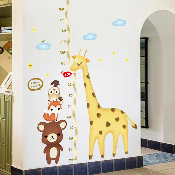 Small Animal Height Stick Cartoon Wall Sticker Children Room ...