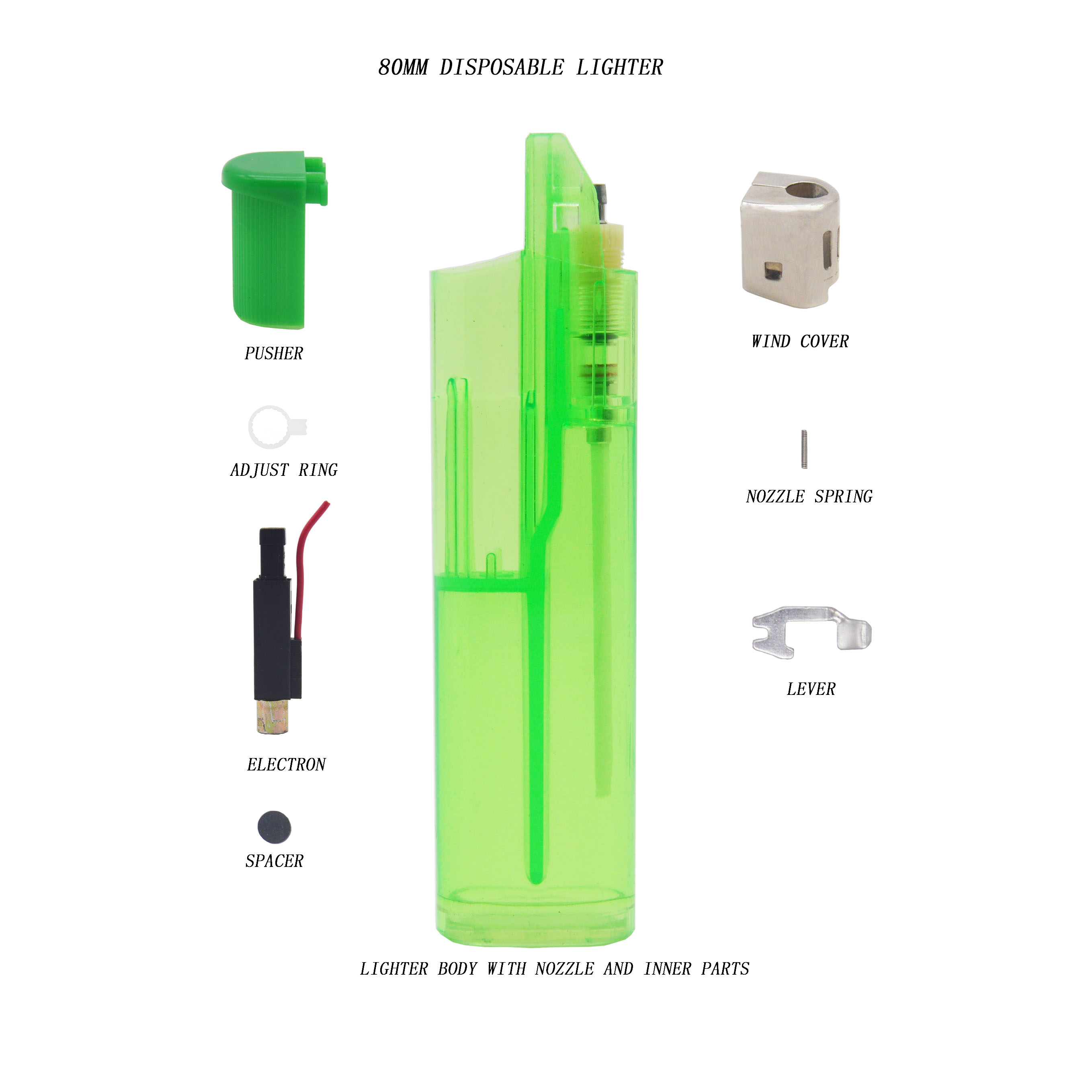 Refillable Windproof lighter parts for Strudy Use Alibaba