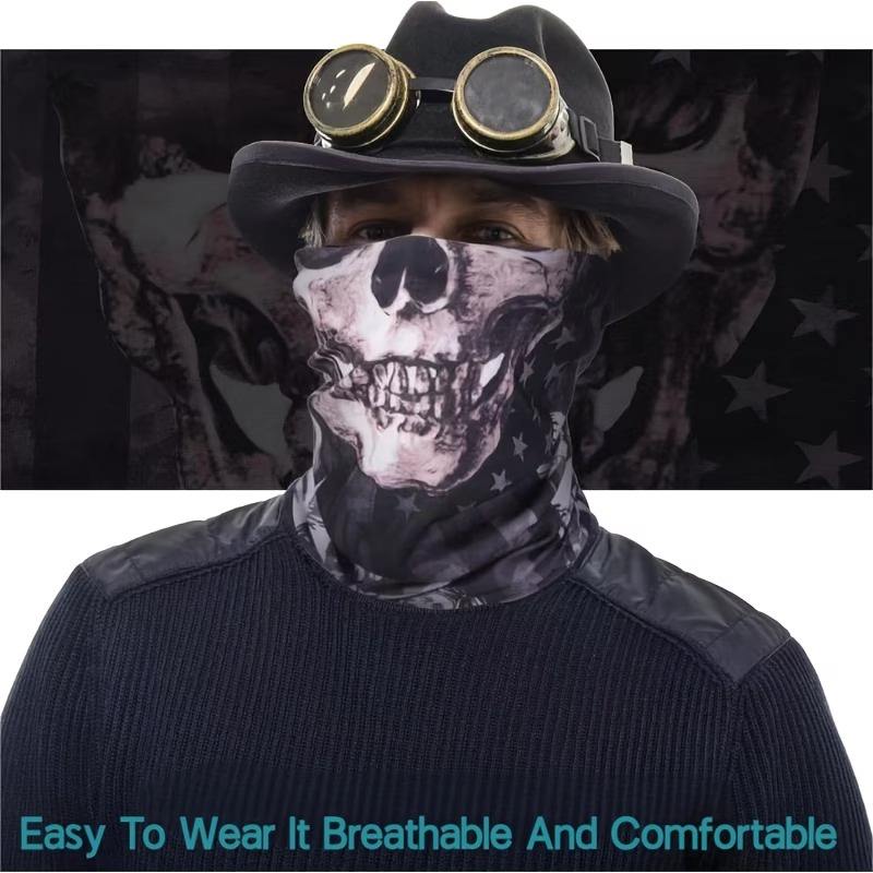 Halloween Skull Pattern Face Mask Neck Gaiter Shield Scarf Elastic ...