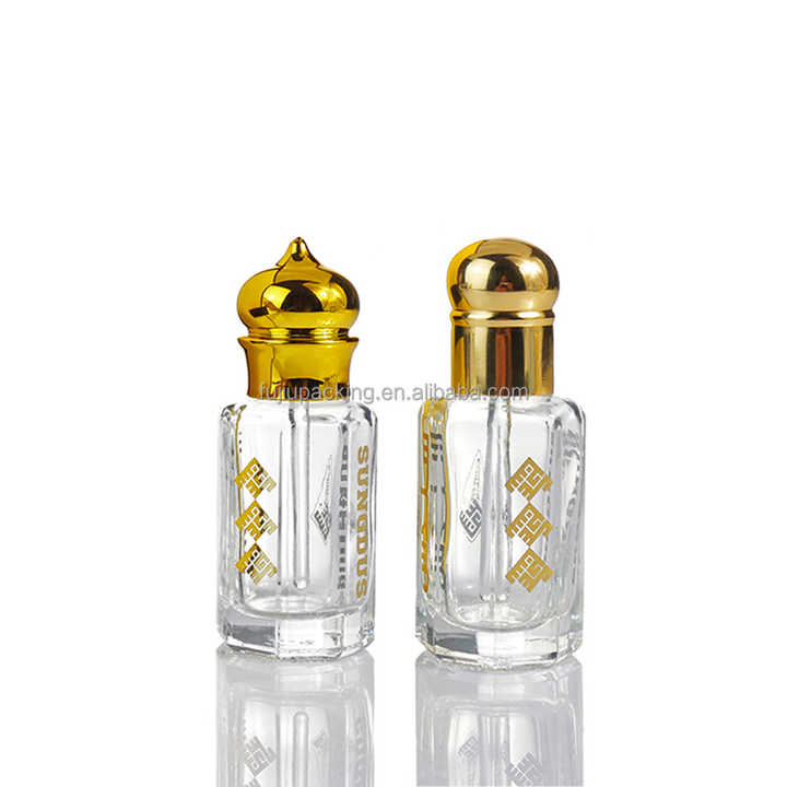 3ml 6ml 10ml 12ml Clear Glass Attar Perfume Oud Oil Octagonal Roller Bottle With Glass Stick ...