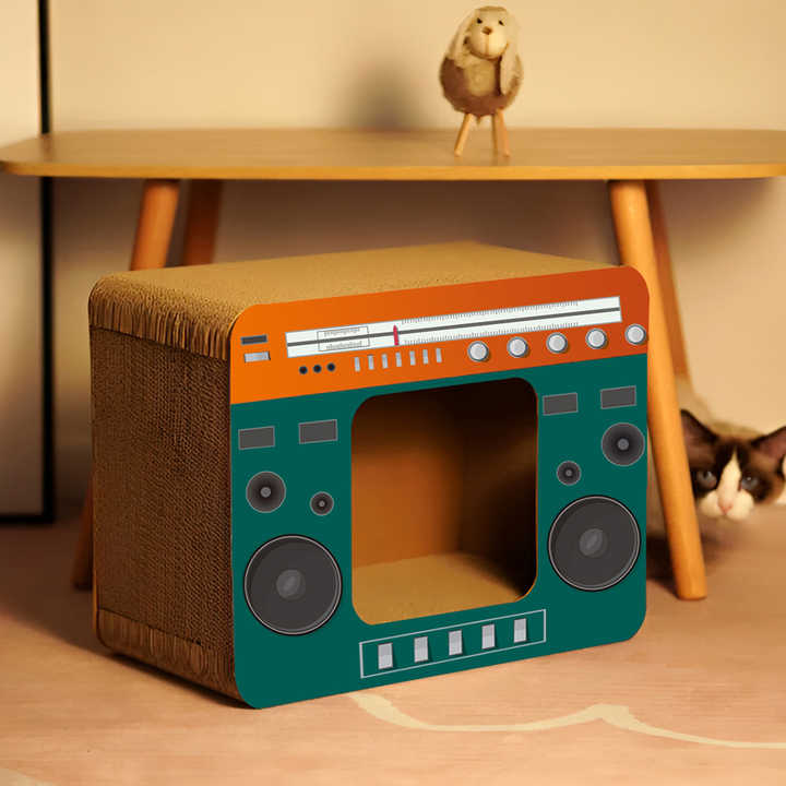 PETCHEER Retro Radio TV Fun Vertical Corrugated Paper Wear-resistant ...