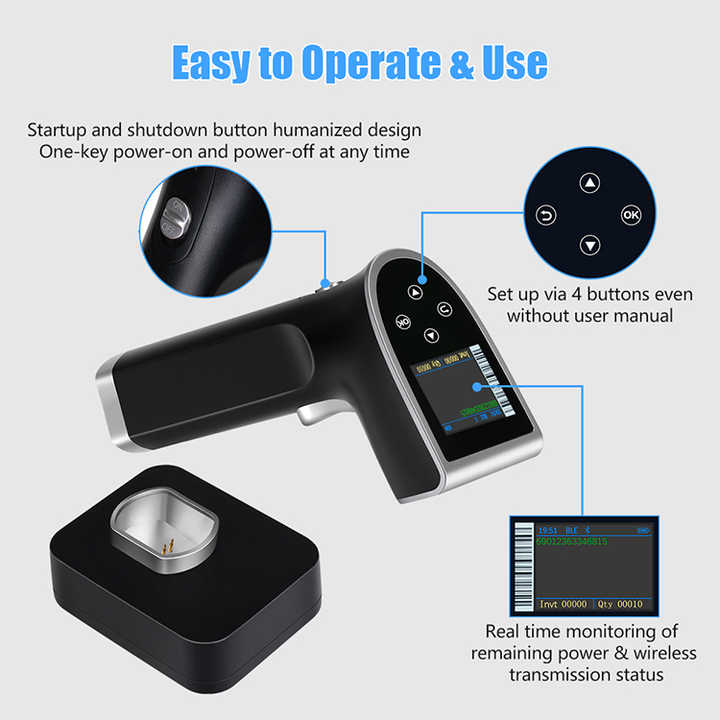 High Performance 2D CMOS Bar Qr Code Reader Hands-free 3 in 1 Wireless ...