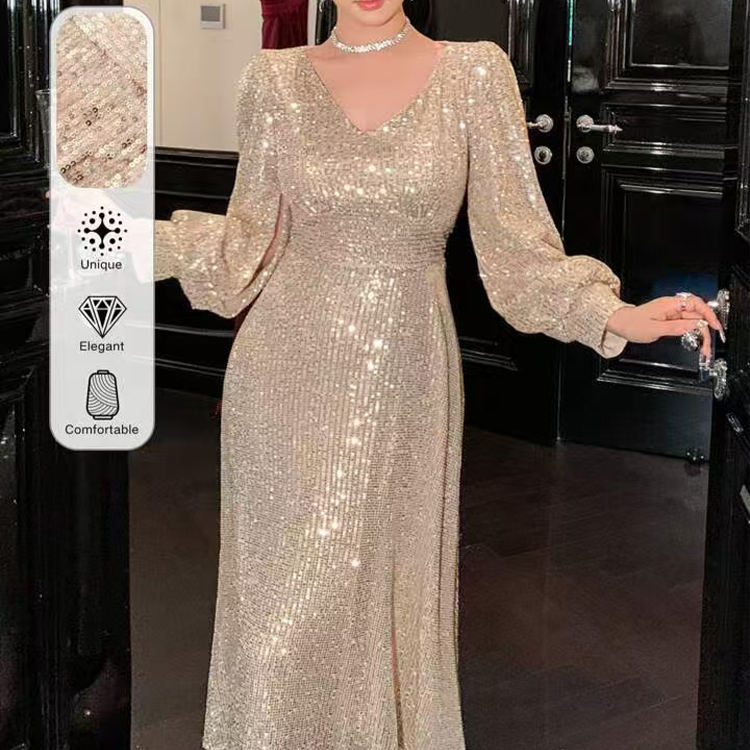 Modern Glitter Mini Evening Gowns A-Line Illusion Sequin V-Neck Formal ...