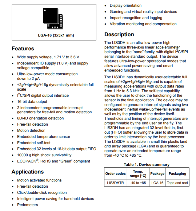 New original spot hot selling chip motion and position sensor accelerometer LGA-16 LIS3DHTR ...
