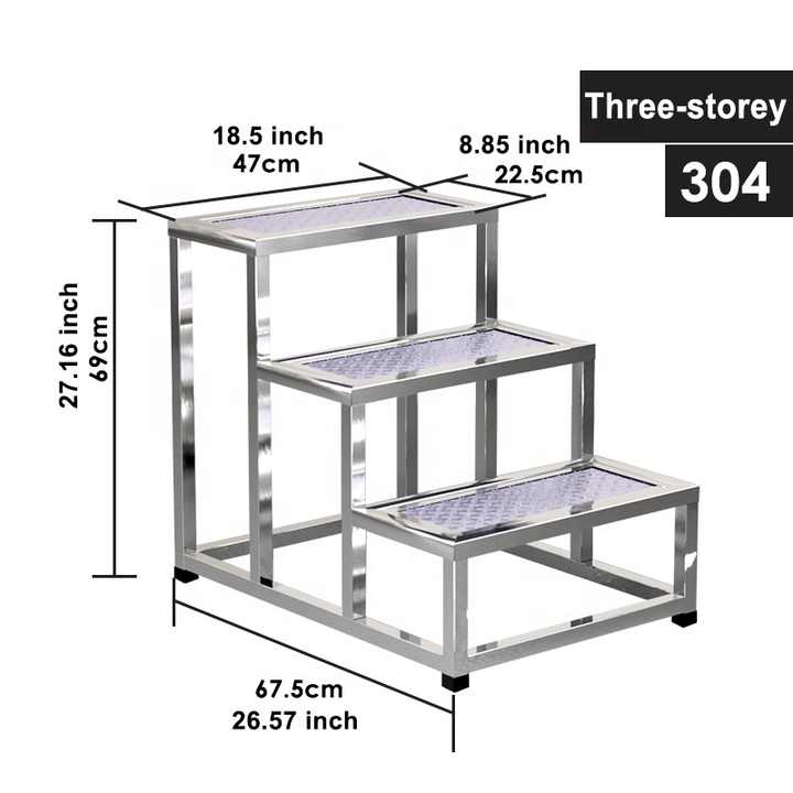 Portable 3-Storey 304 Stainless Steel Step Ladder for Hospital Surgical ...
