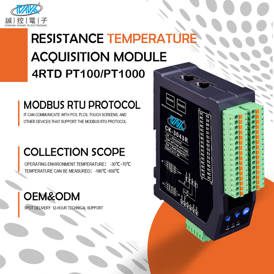 4-Channel RTD Input PT100/PT1000 Temperature Sensor Module Compact ...
