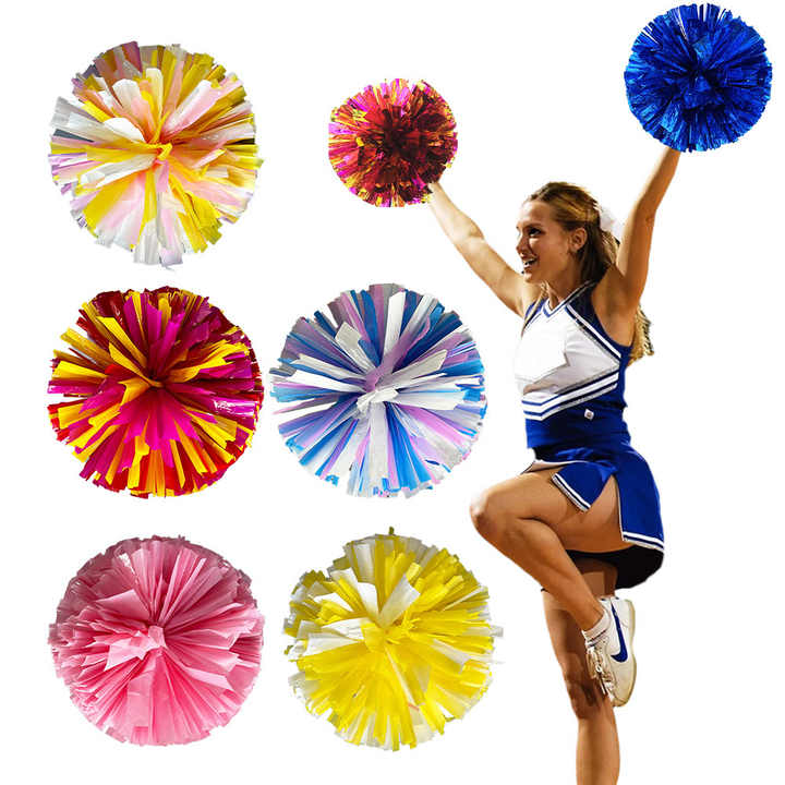 New Cheerleading Pom Poms with Baton Handle - Team Spirit