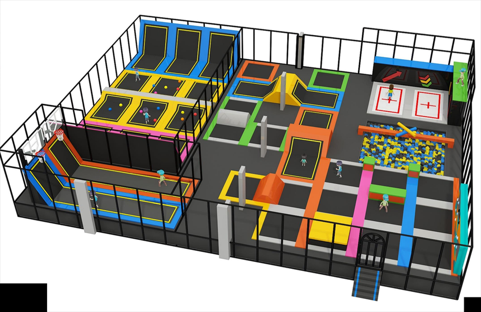 Commercial Indoor Trampoline Park Equipment Alloy Steel & Plastic ...
