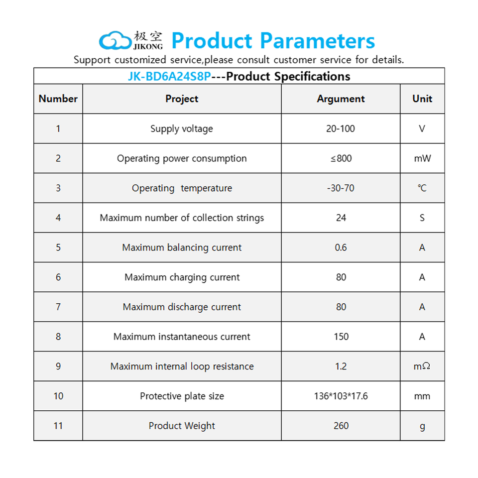 JIKONG BD6A24S8P Smart BMS 8-24S Battery with 0.6A Active Balance JK ...