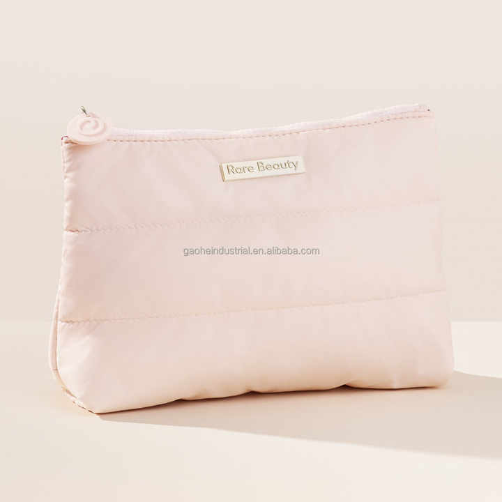Puffy Makeup Bag - Quilted Nylon Puffer Cosmetic Storage