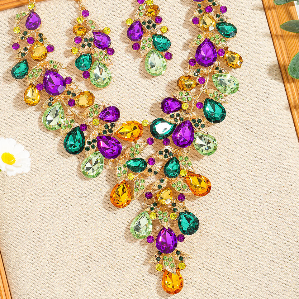 Fashion Carnival Jewelry Set Rhinestone Luxurious Large Necklace ...