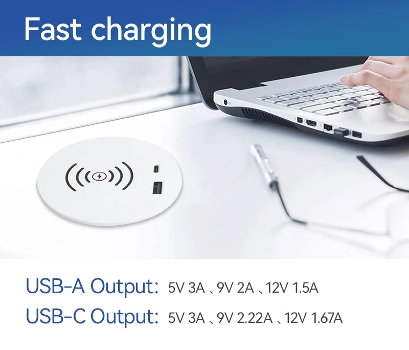 Sofa Power Grommet PD 20 W Desktop Grommet Furniture Round Wireless ...