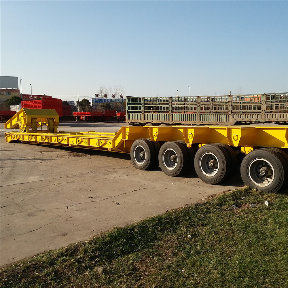 Buy 4 Axles Low Bed Trailer 100 ton Hydraulic Ramp, Ultra Low Flatbed ...