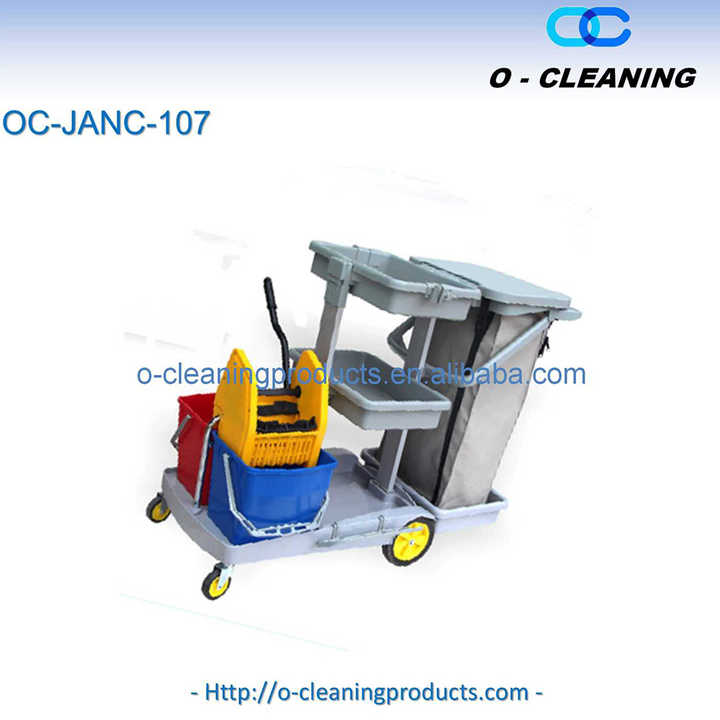 O-Cleaning Heavy Duty Plastic Janitor Cart With Oxford Bag,Housekeeping ...